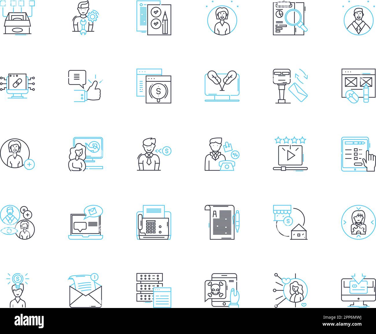 Communication Strategy linear icons set. target, message, audience, plan, brand, channel ...