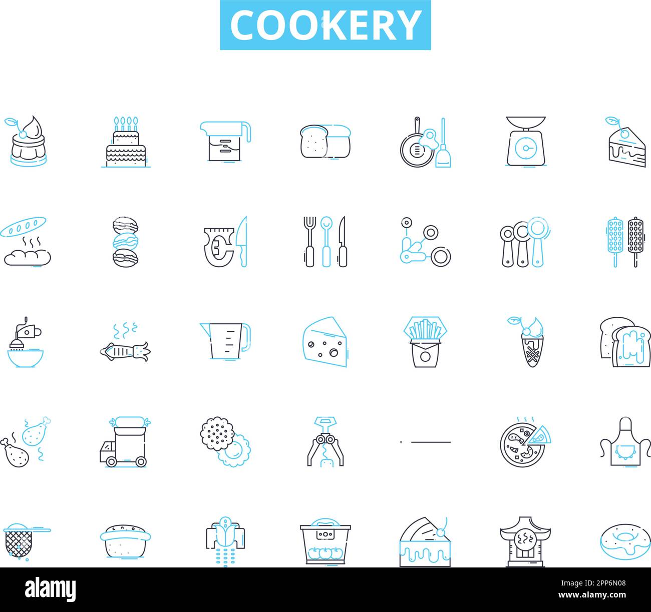 Cookery linear icons set. Spices, Recipe, Flavors, Baking, Seasoning ...