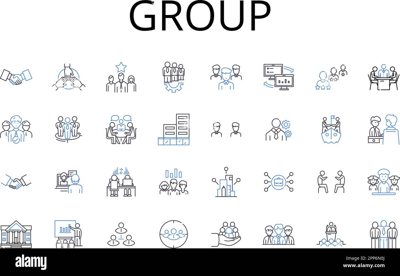 Group line icons collection. Pair, Crowd, Team, Class, Bunch, Company ...