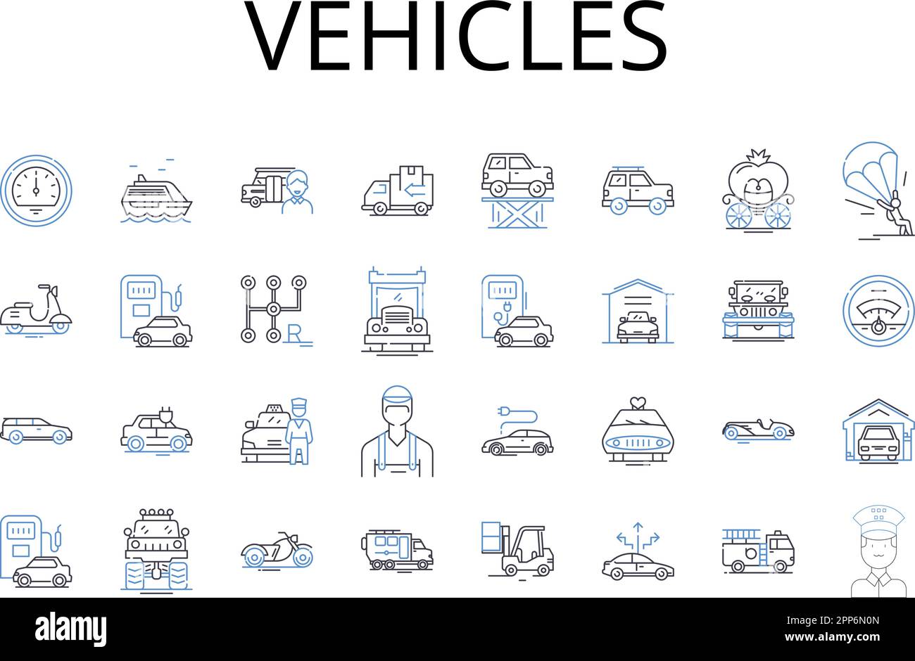 Vehicles line icons collection. Cars, Automobiles, Transportation ...