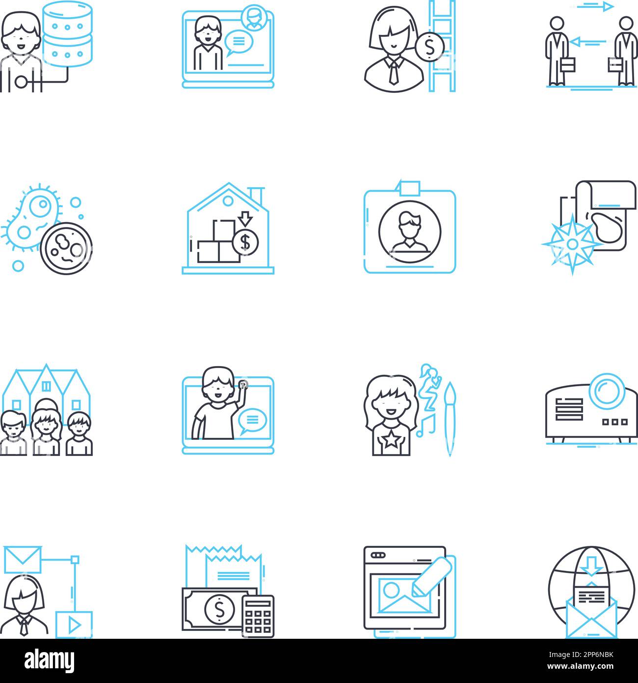 Adverse impact linear icons set. Discrimination, Unfairness, Inequity ...