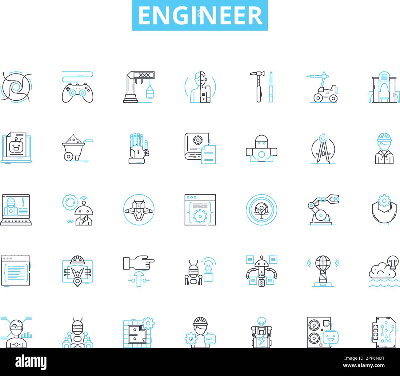 Engineer linear icons set. Inventive, Analytical, Innovative, Skilled ...