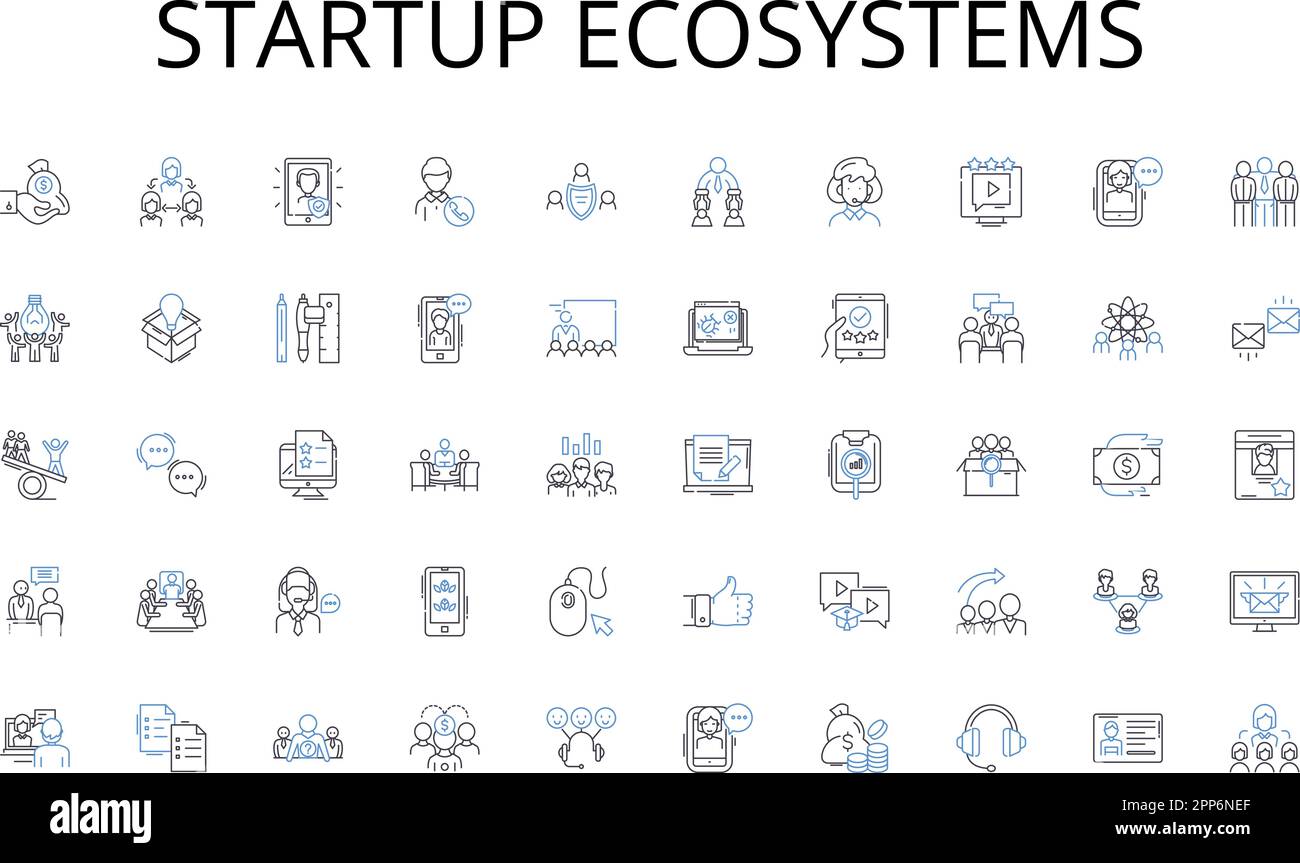 Startup Ecosystems line icons collection. Workers, Workforce, Employees ...