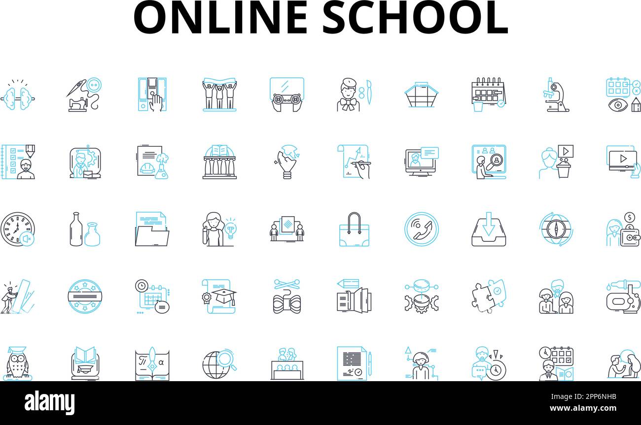 online school linear icons set. Distance, Web-based, Virtual, Remote, E ... online school linear icons set. Distance, Web-based, Virtual, Remote, E ...