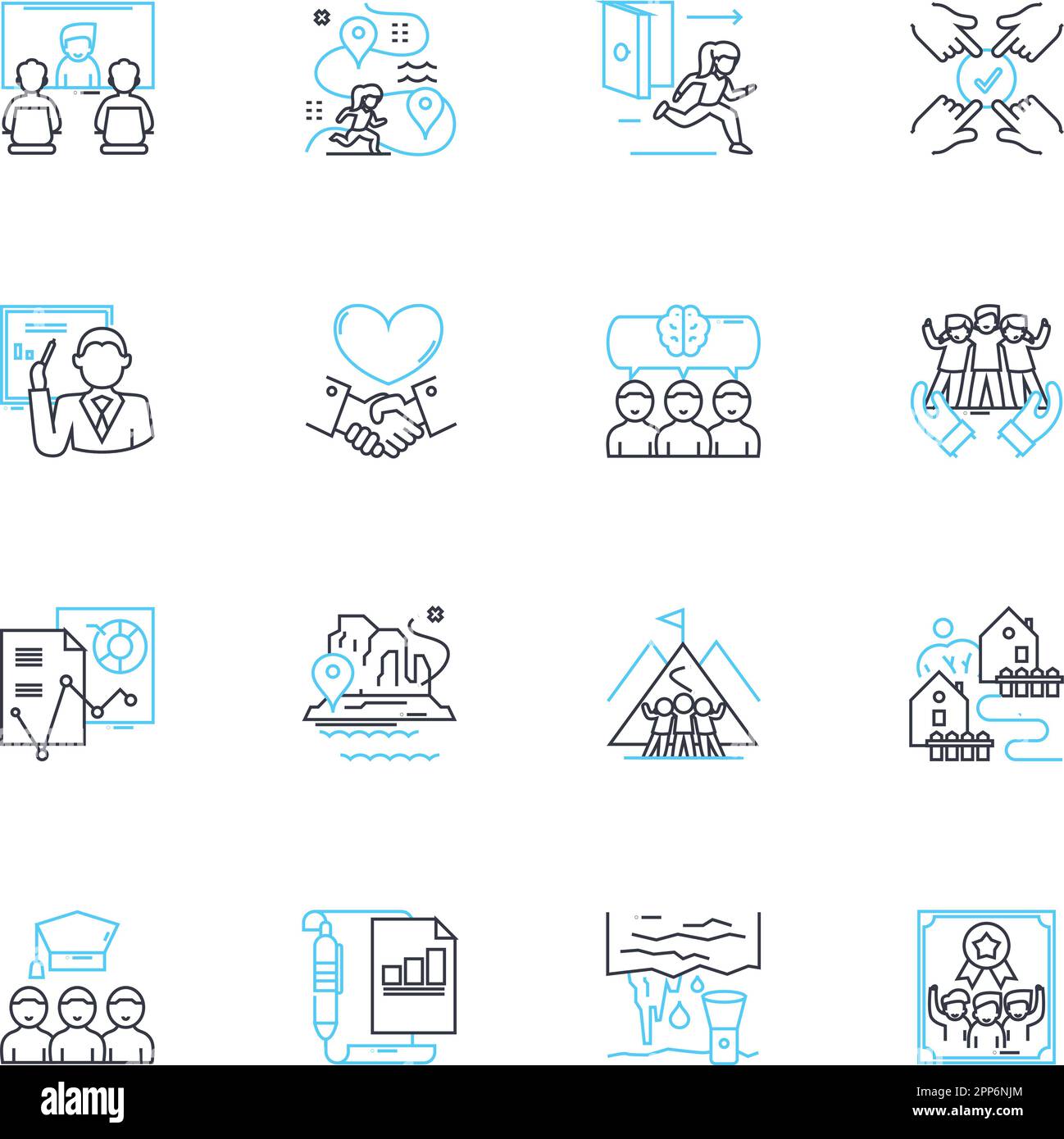 Gathering linear icons set. Congregation, Assembly, Meetup, Rendezvous ...