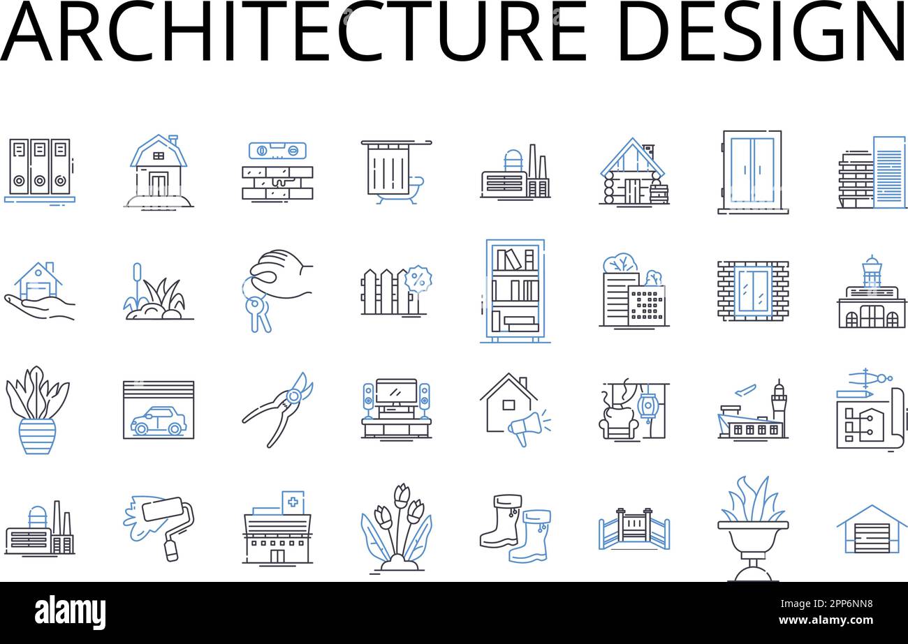 Architecture Design Outline Icons Collection Building Design