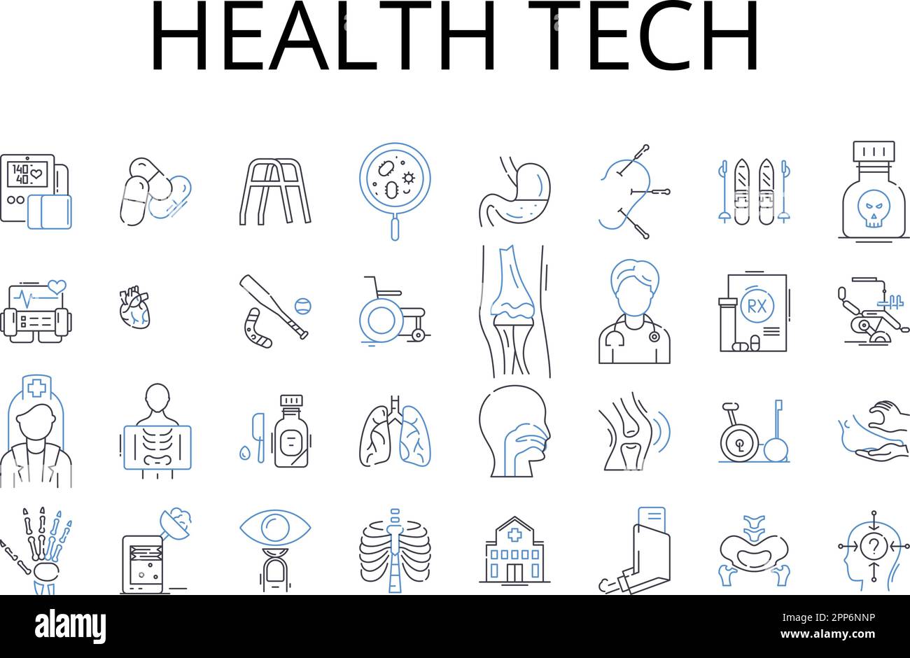 Health tech line icons collection. Medical technology, Digital health ... Health tech line icons collection. Medical technology, Digital health ...