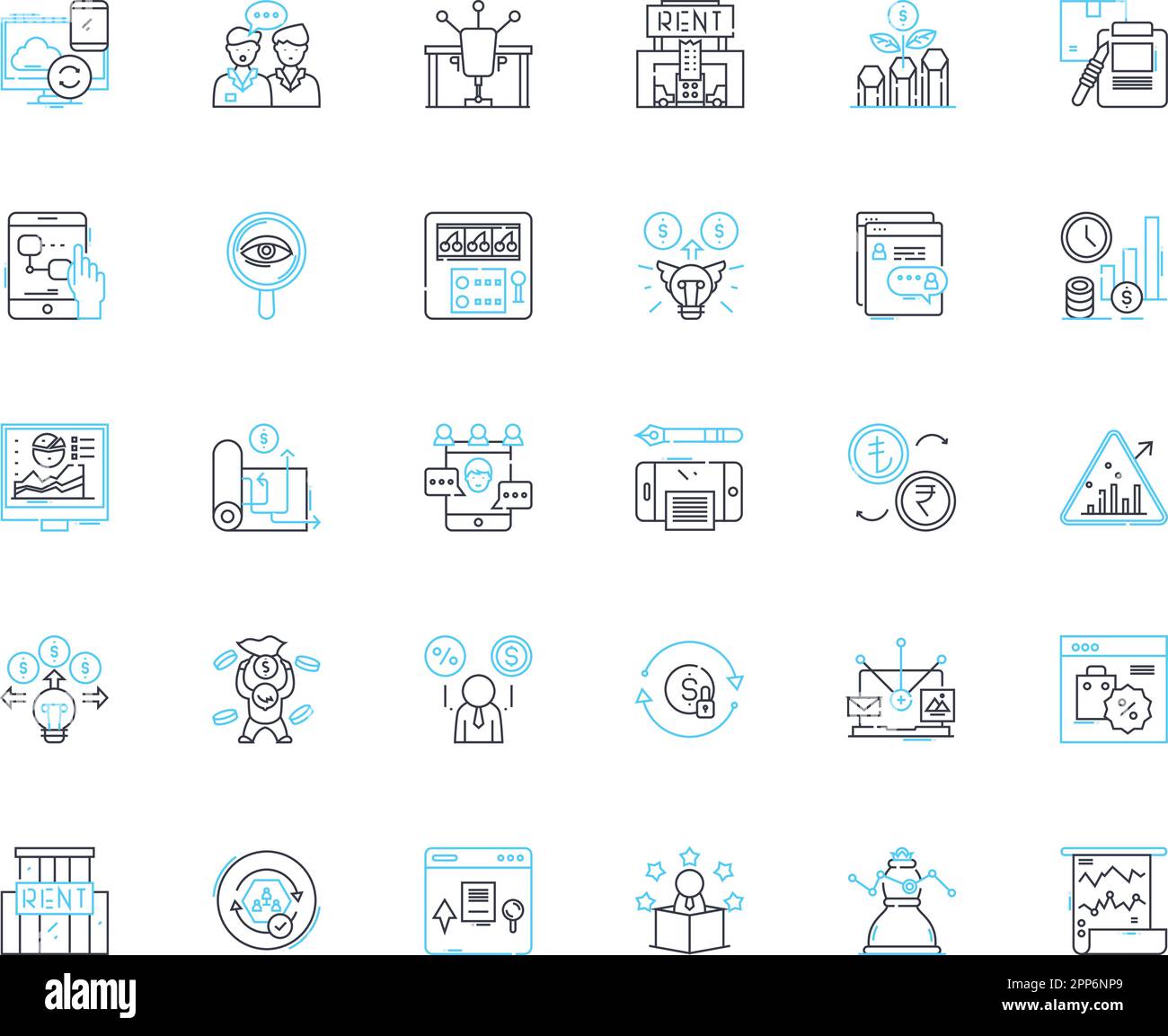 Economic understanding and awareness linear icons set. Budgeting ...