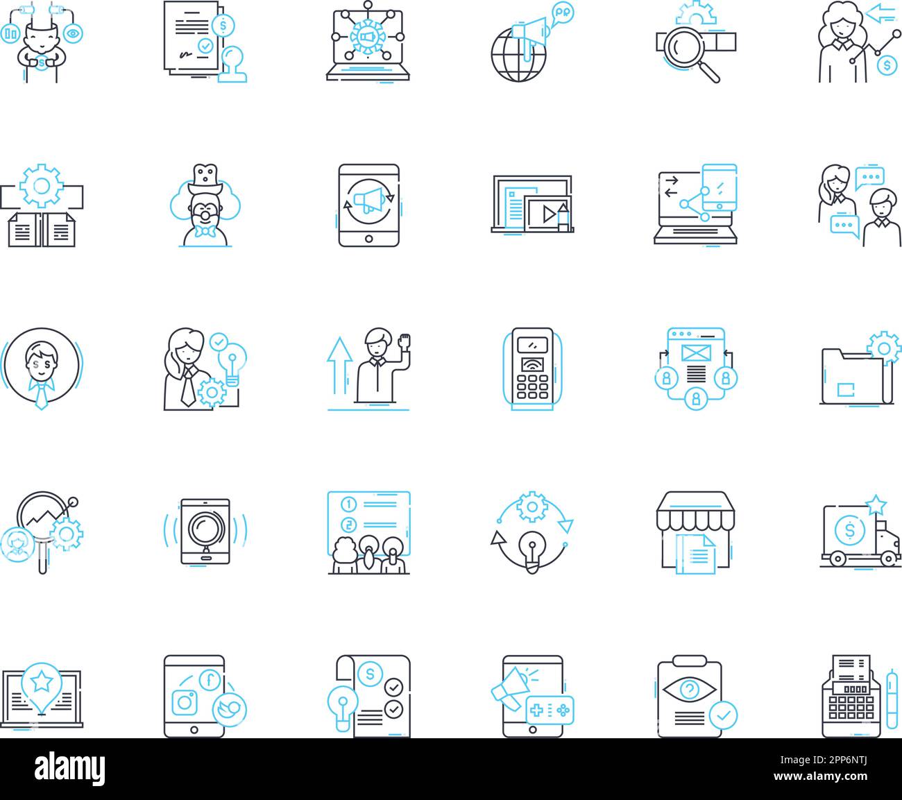 Business strategy linear icons set. Innovation, Planning, Execution ...