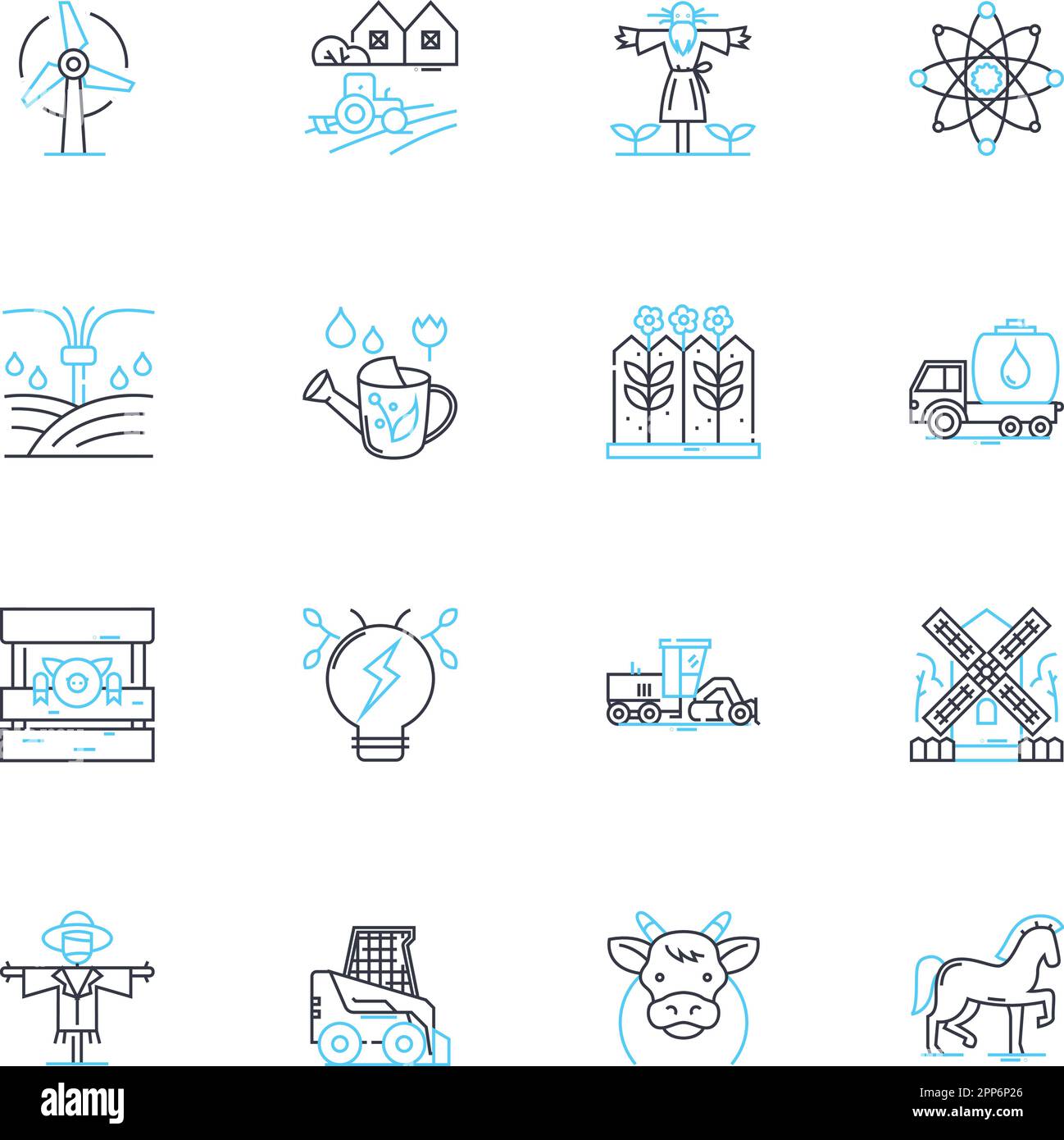 Rural exhibition linear icons set. Agriculture, Countryside, Farming ...