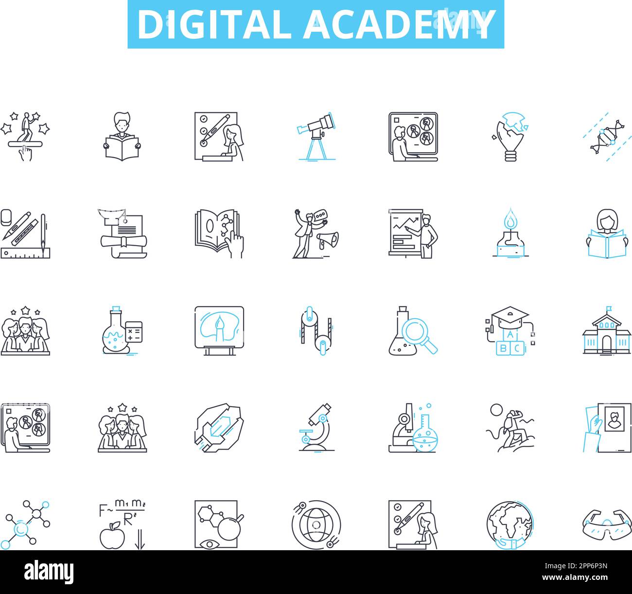 Digital academy linear icons set. Education, Technology, Innovation ...