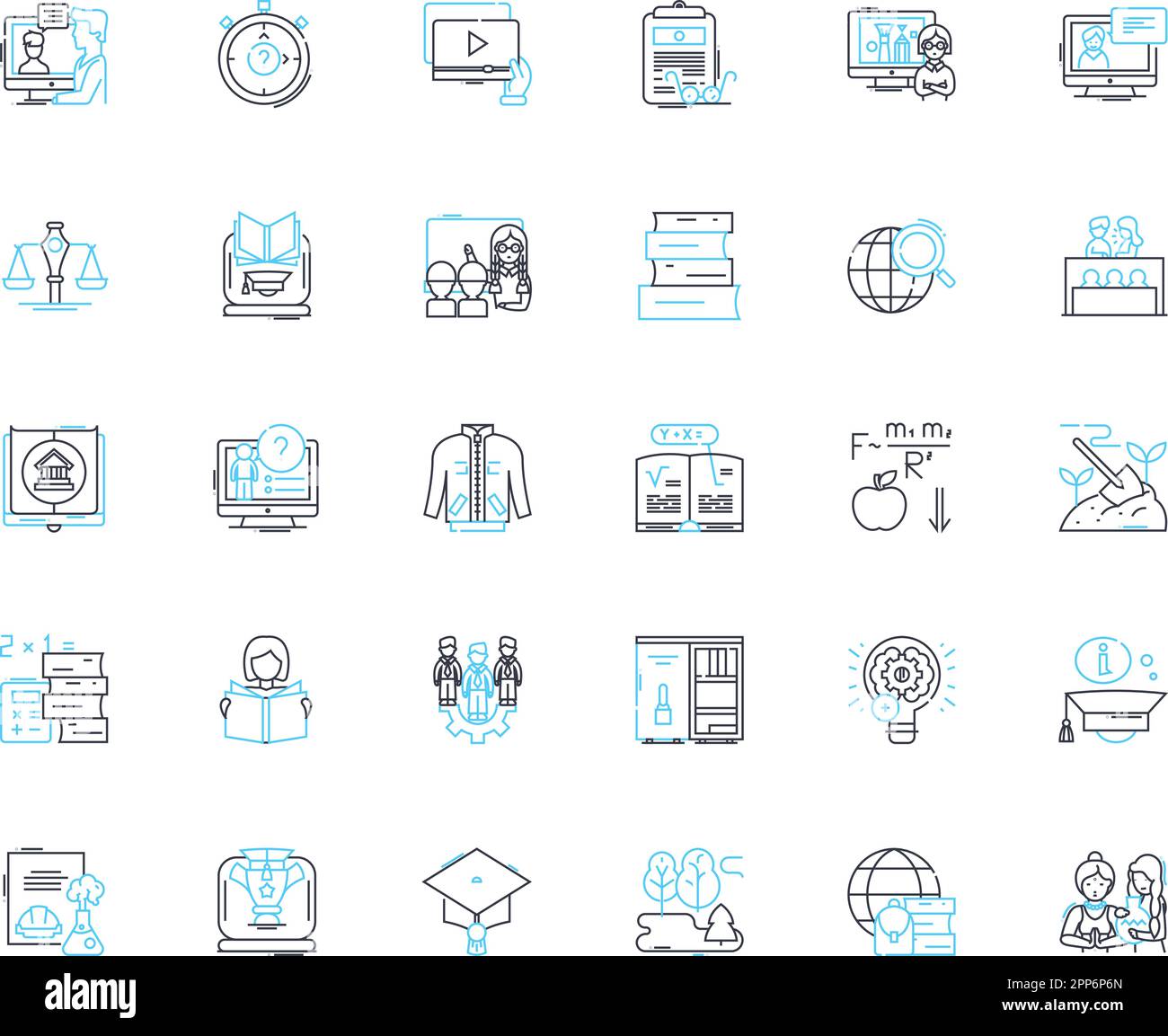 College campus linear icons set. Bustling, Scenic, Vibrant, Spacious ...