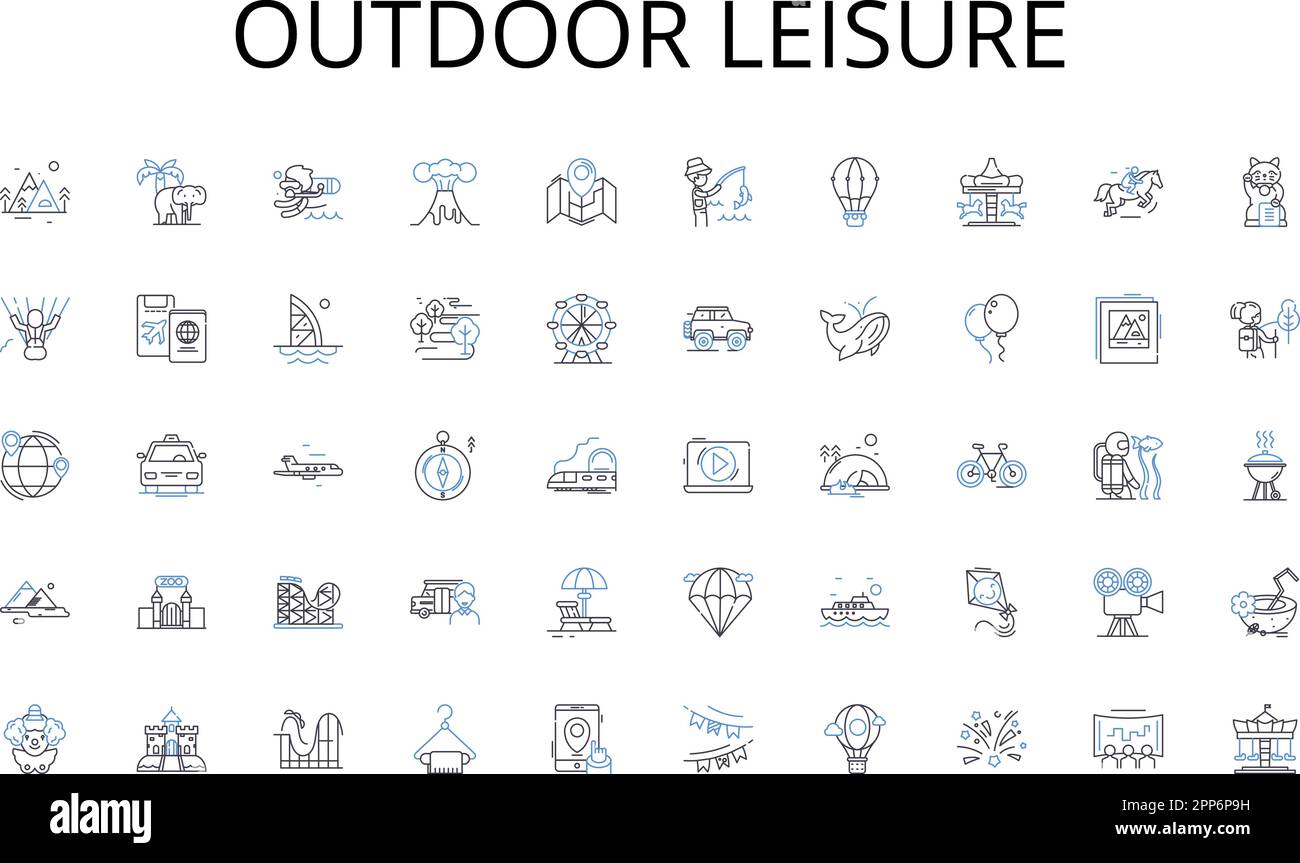 Outdoor leisure line icons collection. Navigation, Optimization, Design ... Outdoor leisure line icons collection. Navigation, Optimization, Design ...