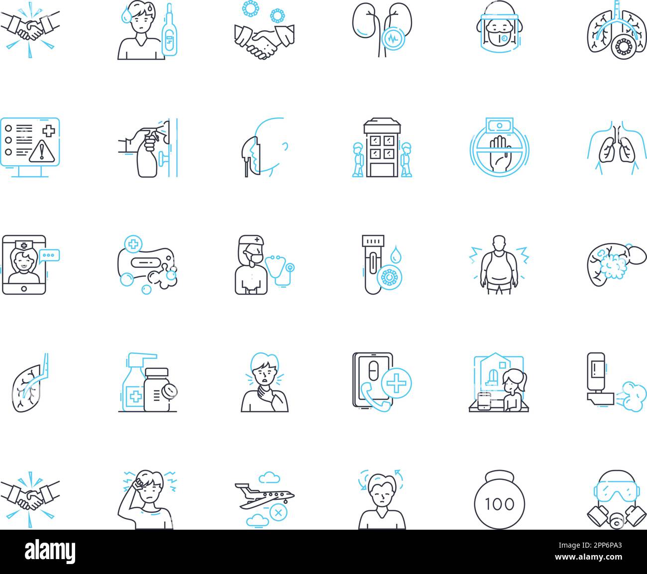 Malware prevention linear icons set. Firewall, Antivirus, Encryption ...