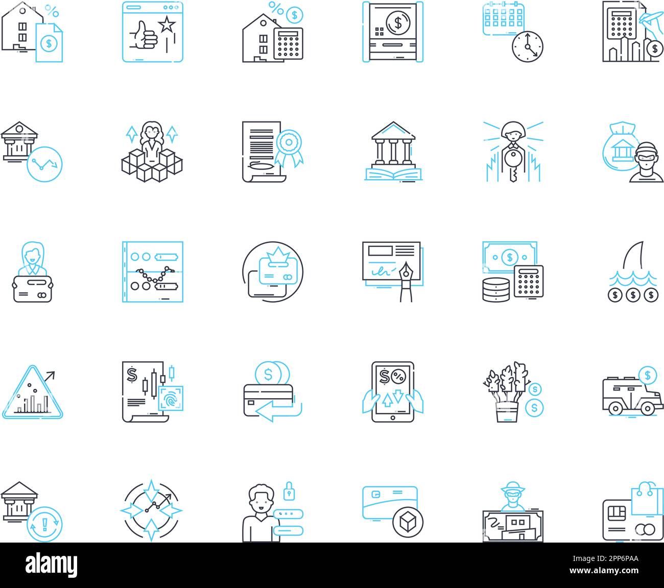 Financial responsibility linear icons set. Thrift, Frugality, Budgeting ...
