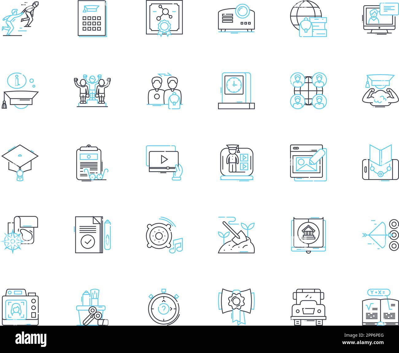 Expertise linear icons set. Knowledge, Skill, Proficiency, Mastery ...