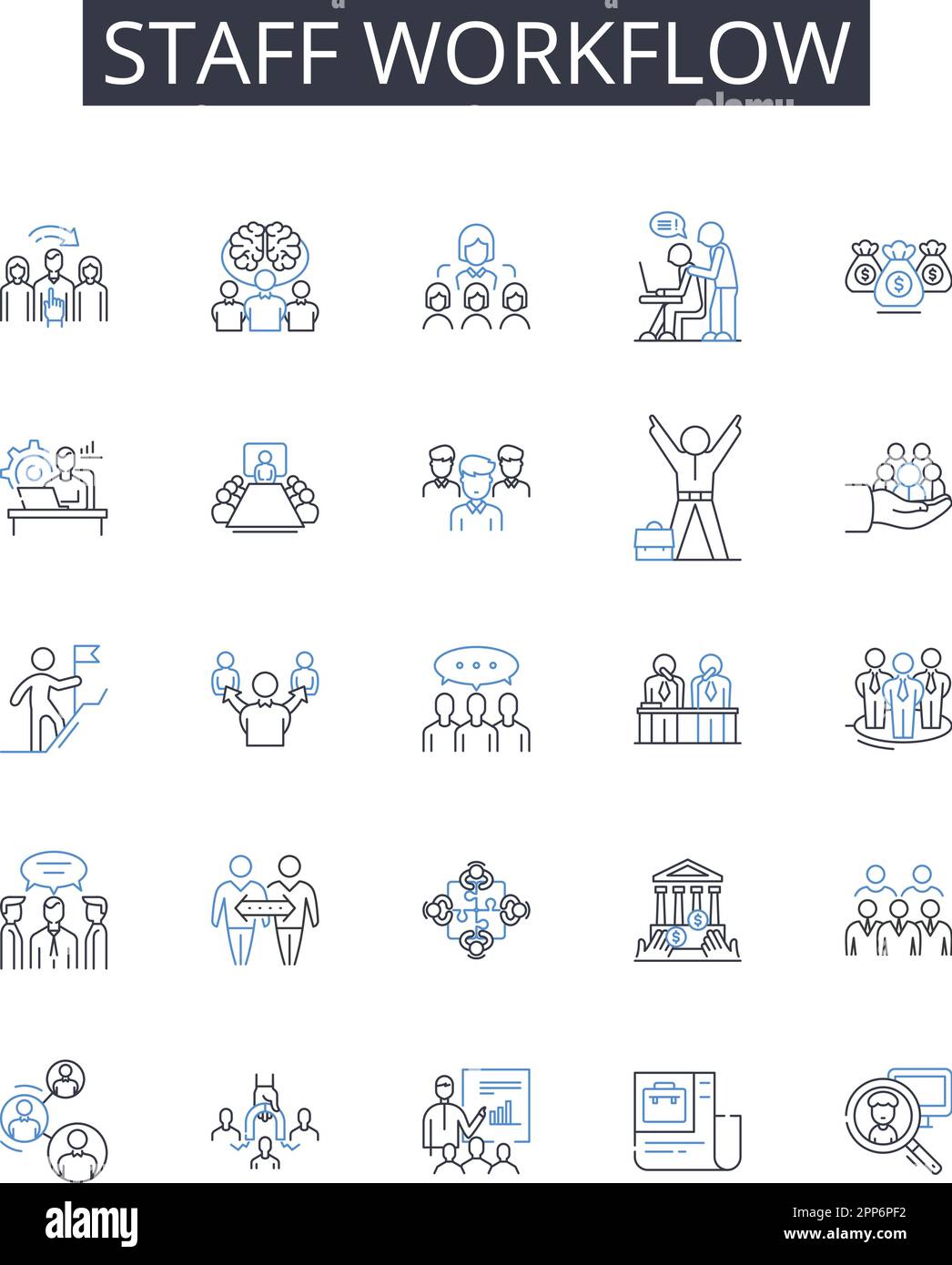 Staff workflow line icons collection. Employee productivity, Resource ... Staff workflow line icons collection. Employee productivity, Resource ...