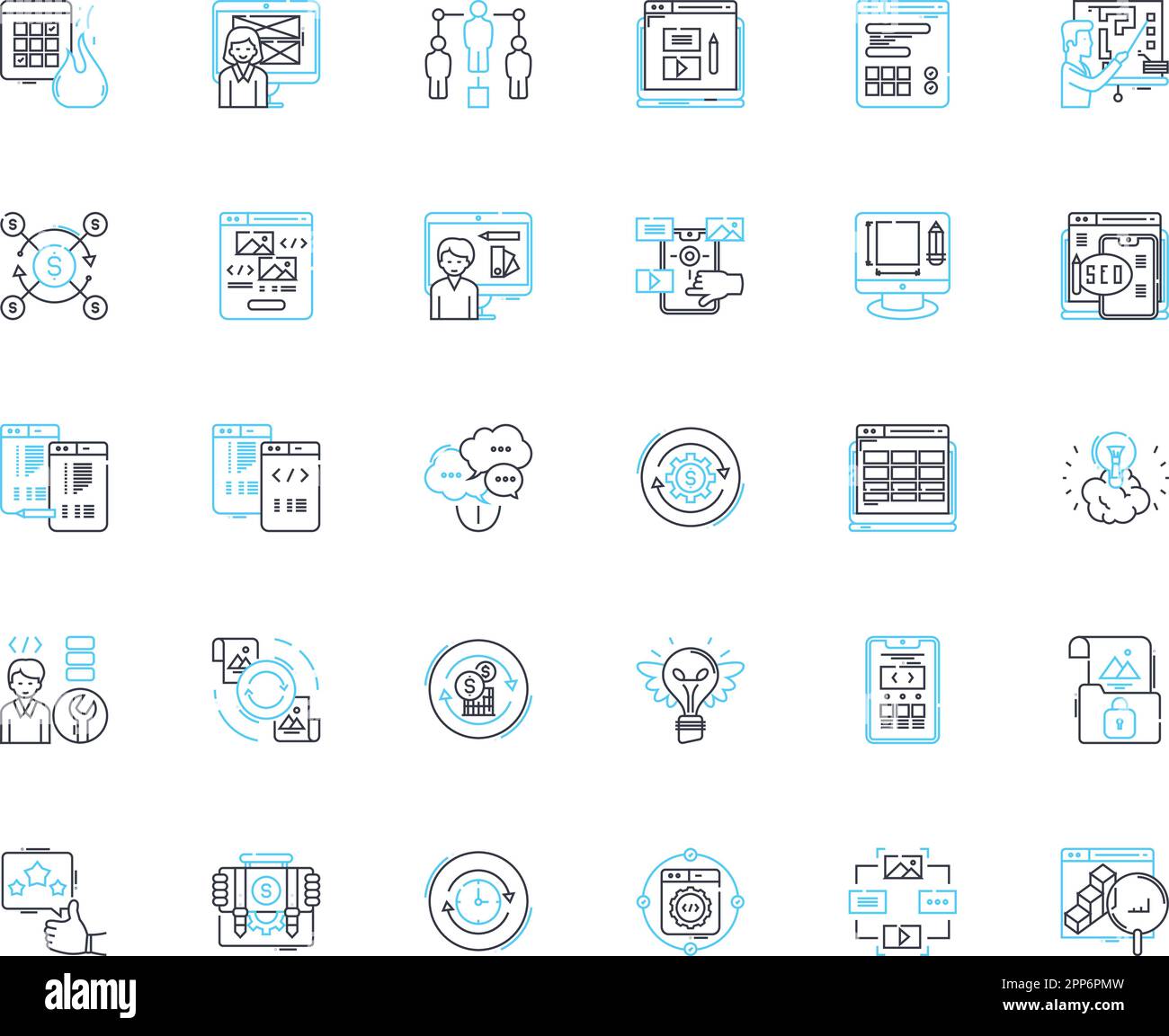 Project engineering linear icons set. Planning, Architecture, Design ... Project engineering linear icons set. Planning, Architecture, Design ...