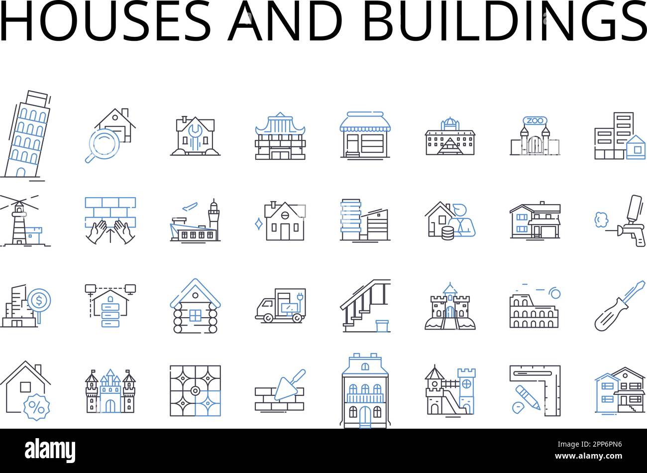 Houses and buildings line icons collection. Dwellings, Residences ... Houses and buildings line icons collection. Dwellings, Residences ...