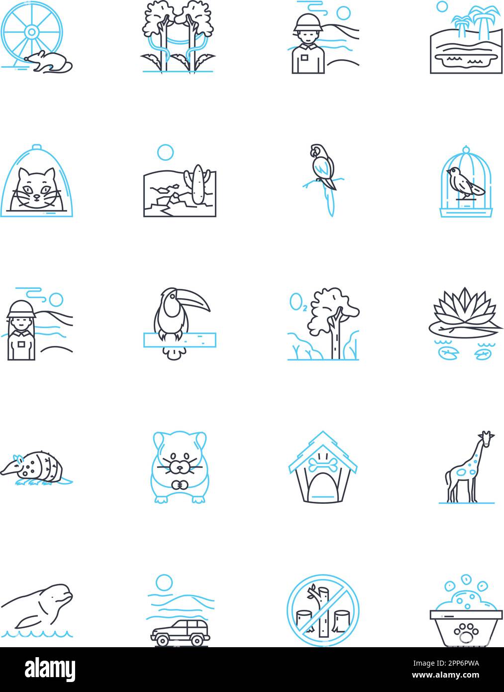 Fuzzy friends linear icons set. Canine, Feline, Cuddly, Fluffy ...