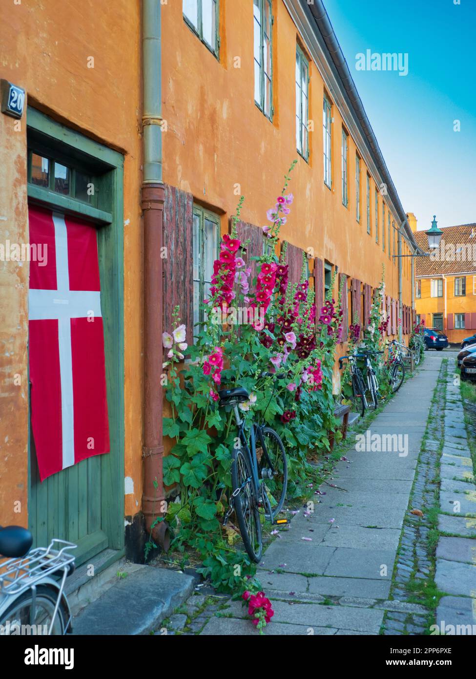 Copenhagen, Denmark - July, 2021: Nyboder is a historic row house ...