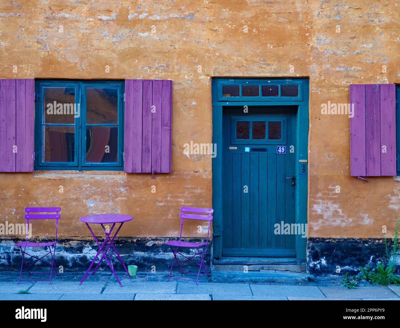 Copenhagen, Denmark - July, 2021: Nyboder is a historic row house ...