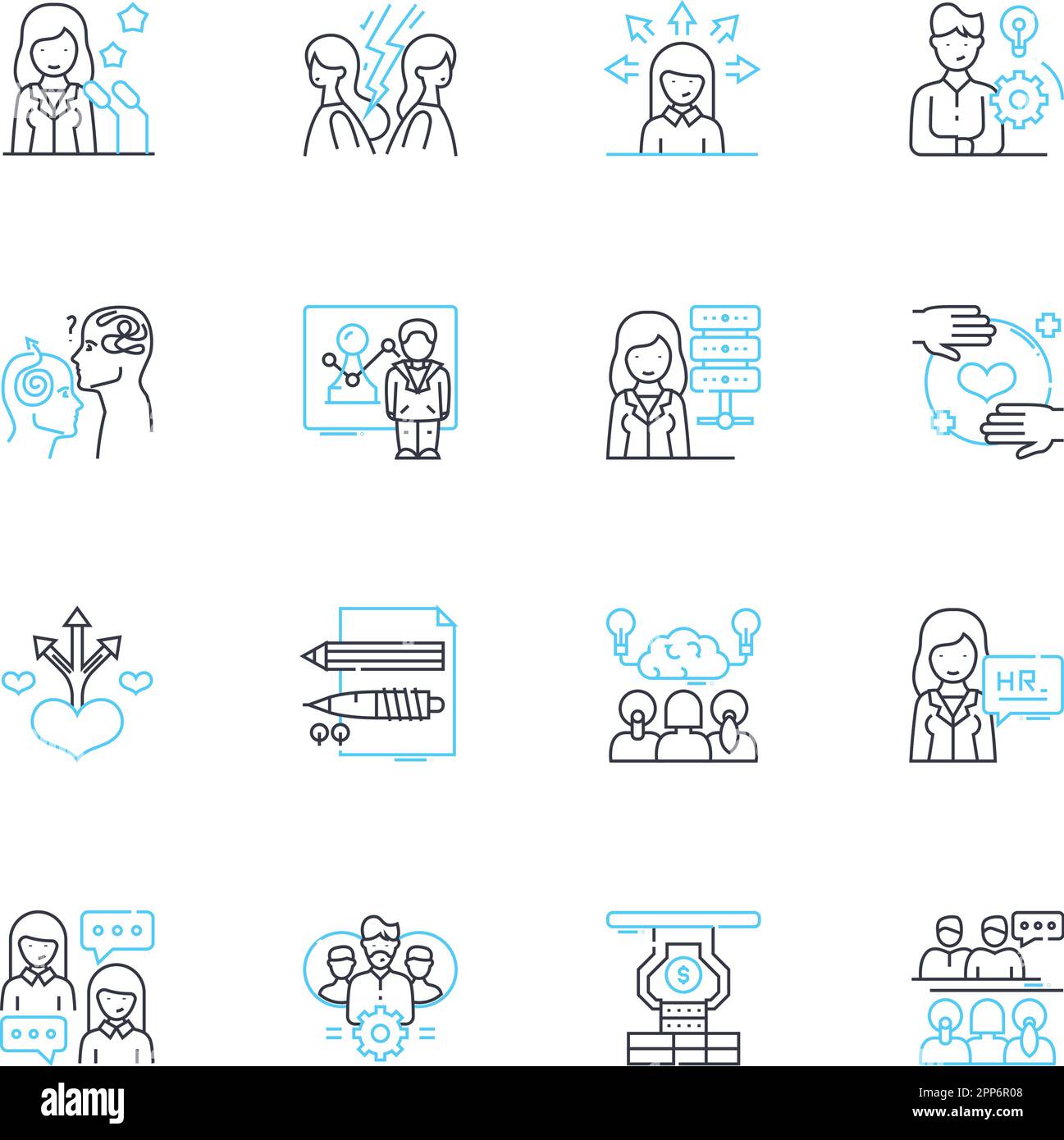 Linked groups linear icons set. Nerking, Collaboration, Professionalism ...