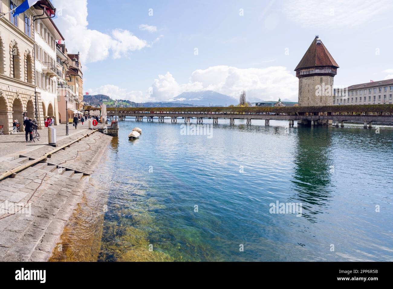 The Chapel Bridge is called Kapellbrücke in German. It is a covered ...