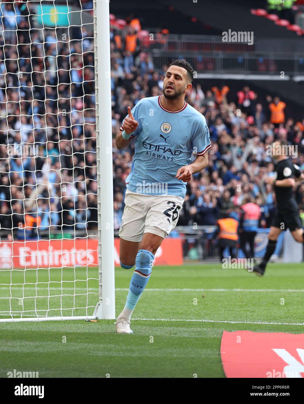 London, UK. 22nd Apr, 2023. Riyad Mahrez (MC) scores from the penalty ...