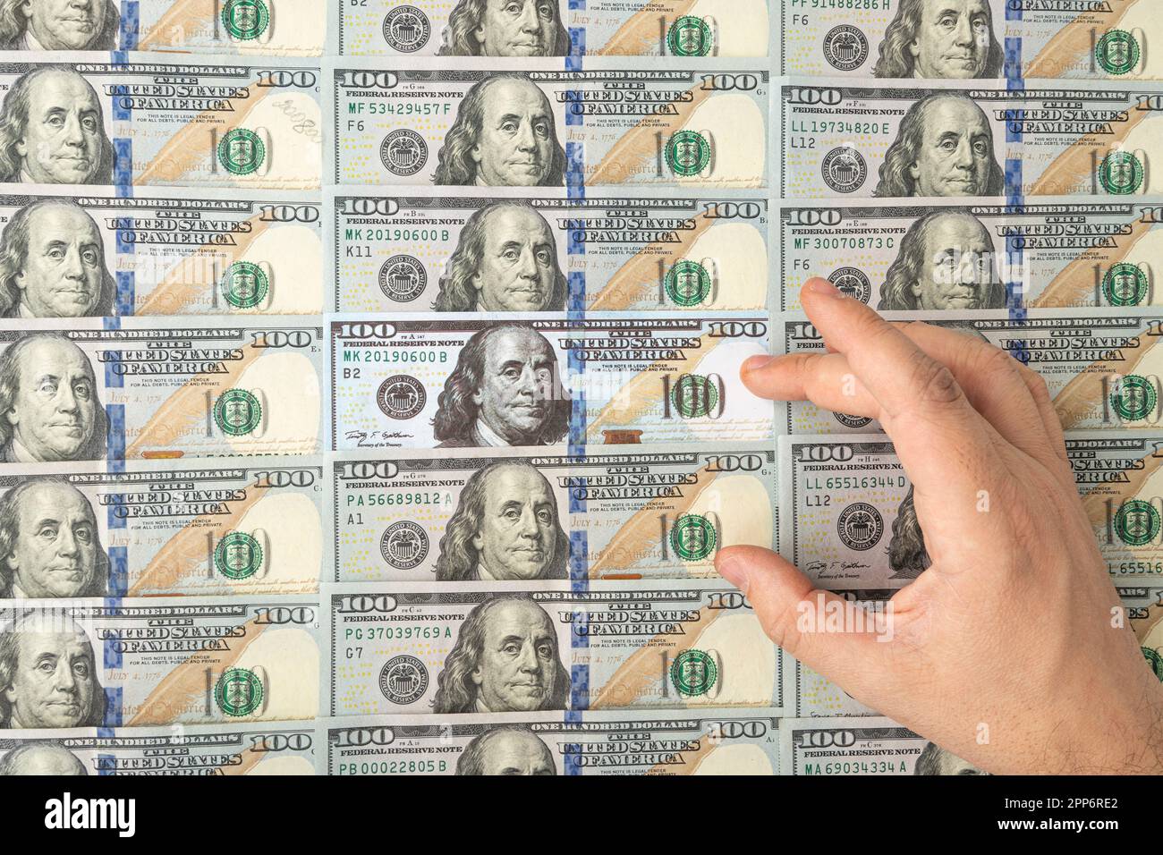 Counterfeiter forges banknotes. Fake concept. Fake money American ...