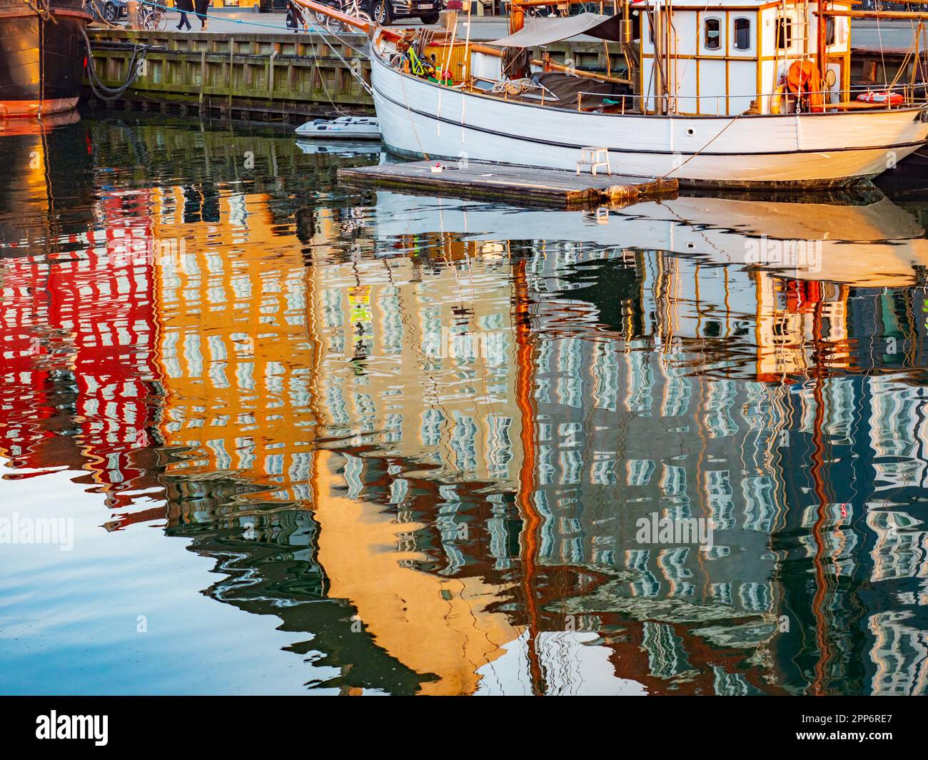 New Harbor, Copenhagen, Nyhavn, abstract view with reflection of ...