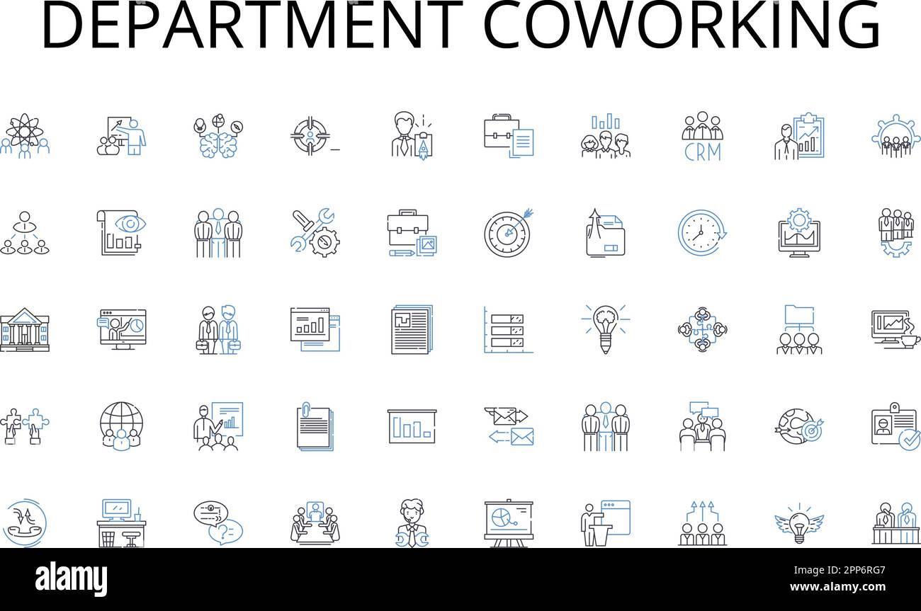 Department coworking line icons collection. Duration, Commute, Trip ...