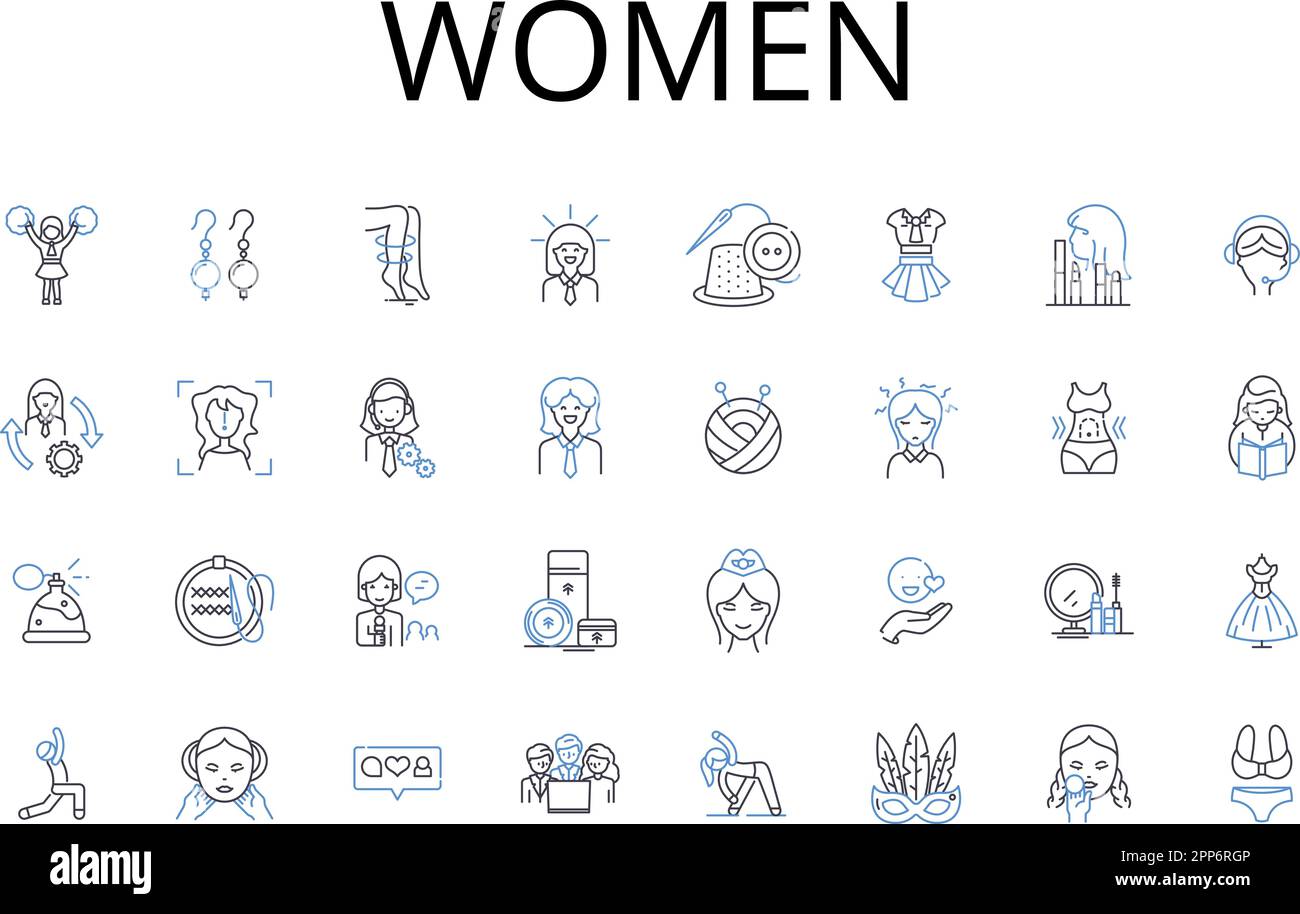 Women line icons collection. Men, Ladies, Gals, Females, Damsels ...
