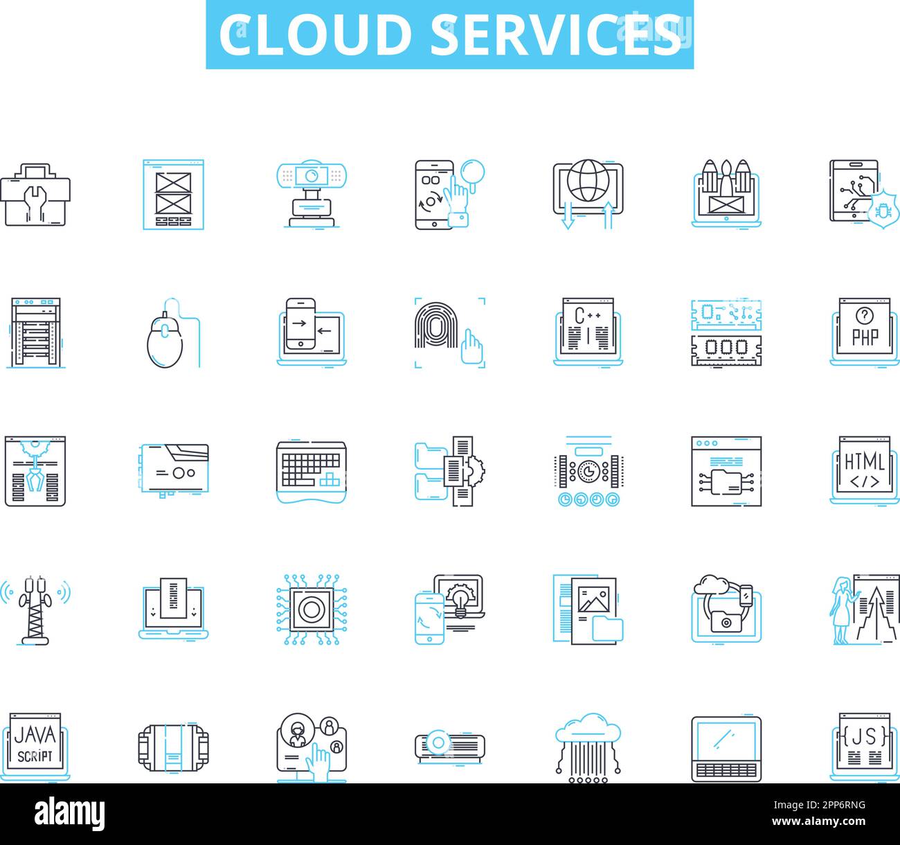 Cloud services linear icons set. Integration, Scalability ... Cloud services linear icons set. Integration, Scalability ...