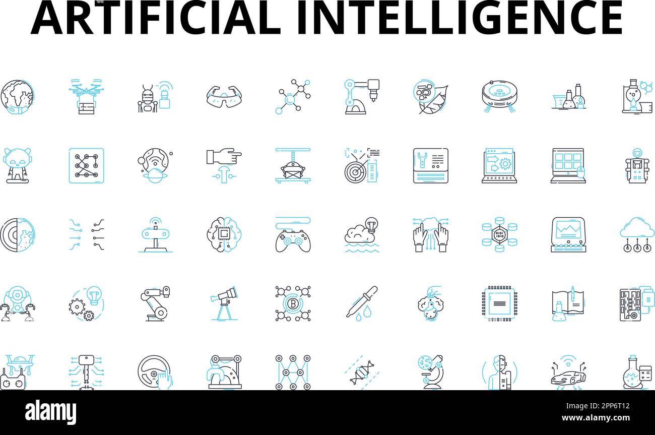 Artificial Intelligence Linear Icons Set Algorithms Automation Big Data Chatbots Cognitive