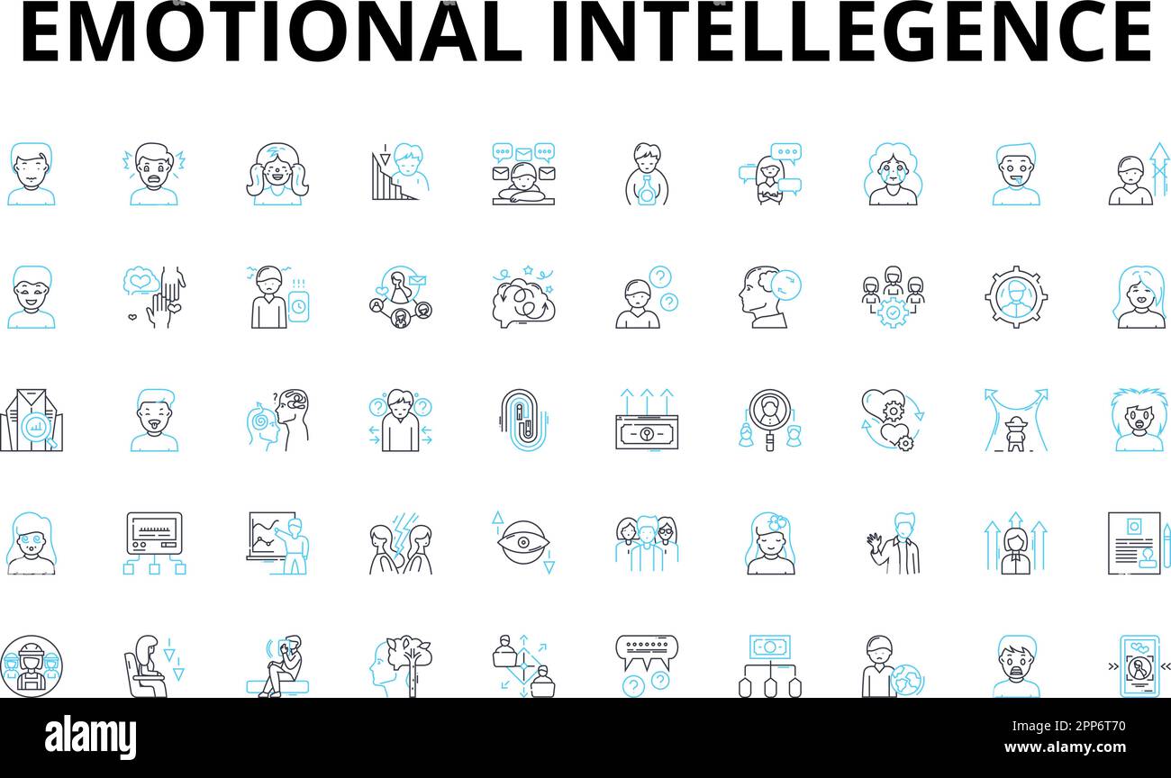 Emotional intellegence linear icons set. Empathy, Self-awareness, Self ...