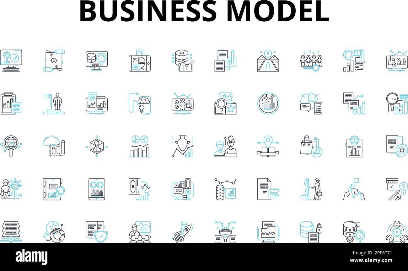 Business model linear icons set. Innovation, Disruption, Revenue ...