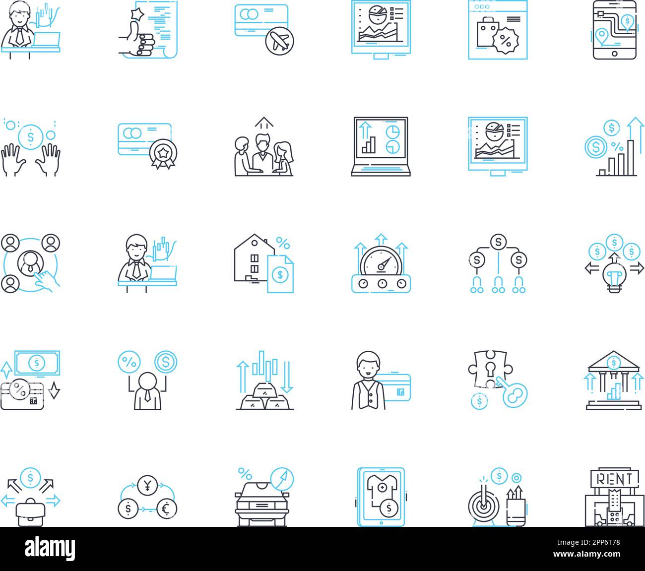 Budgetary revenue linear icons set. Income, Taxation, Fiscal, Revenue ...
