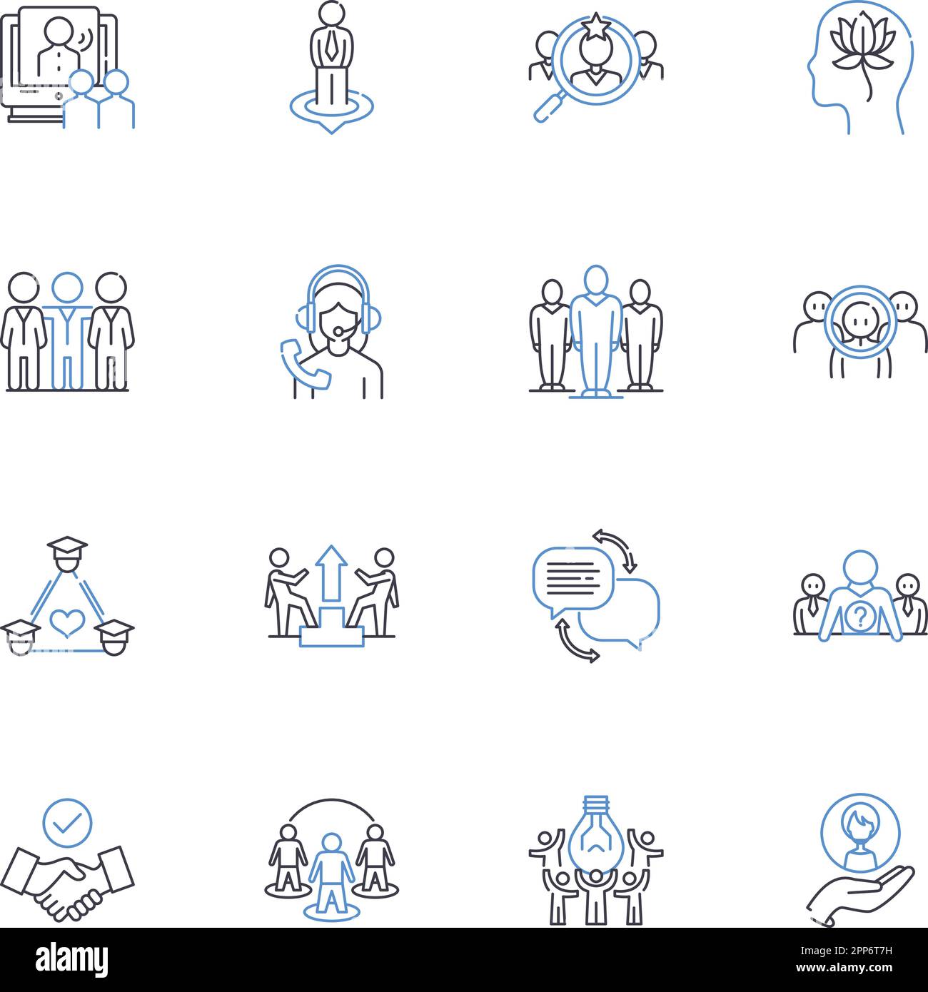Onboarding process outline icons collection. Orientation, Integration ...