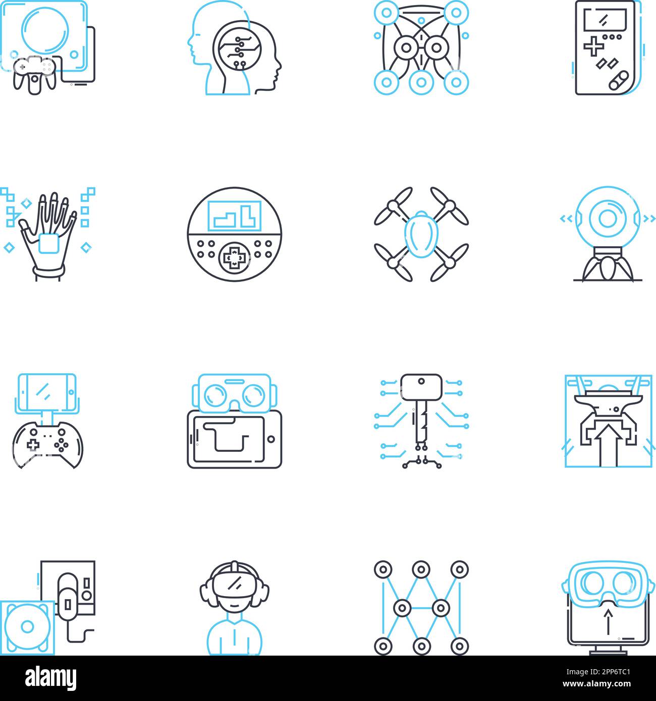 Mobile technology linear icons set. Smartphs, Tablets, Wearables, Apps ...