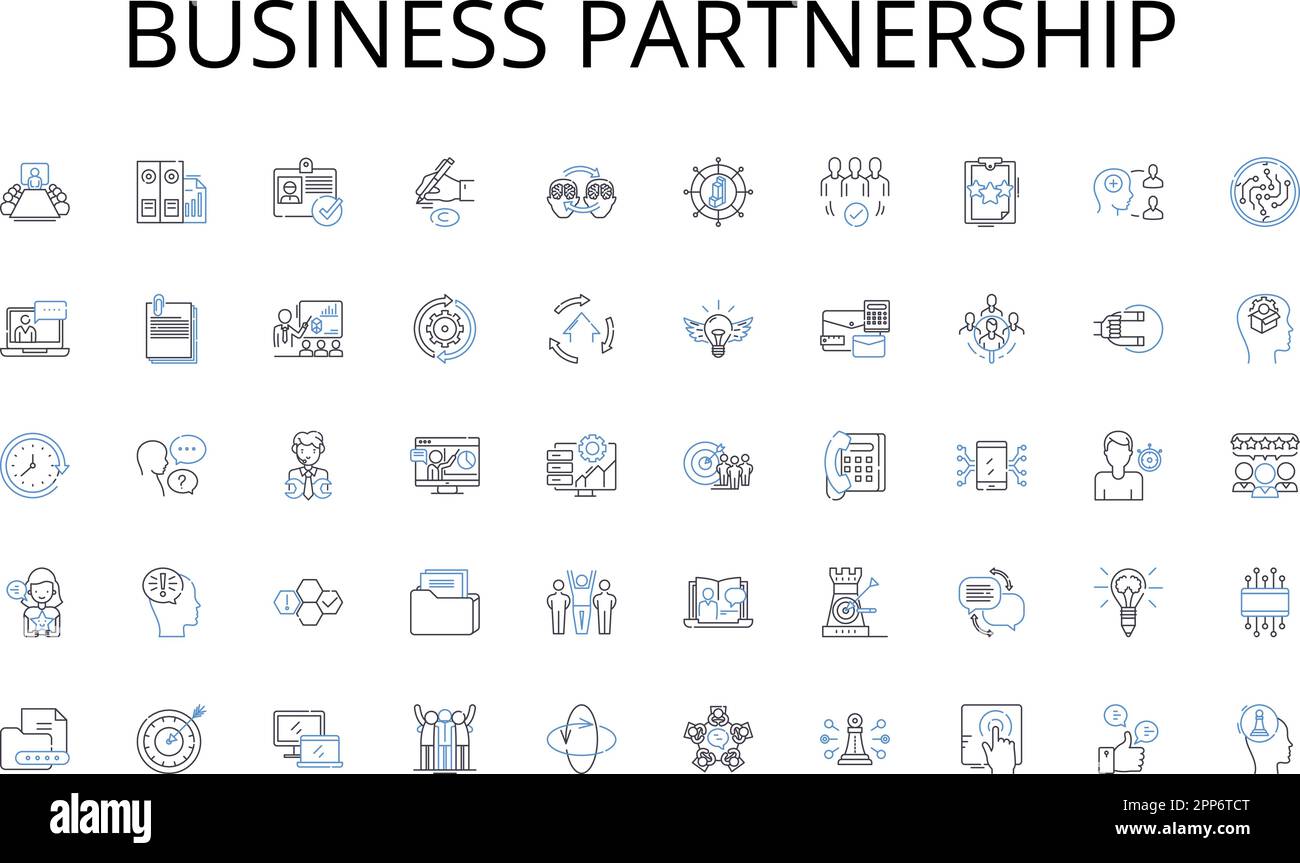 Business partnership line icons collection. Leadership, Management ...