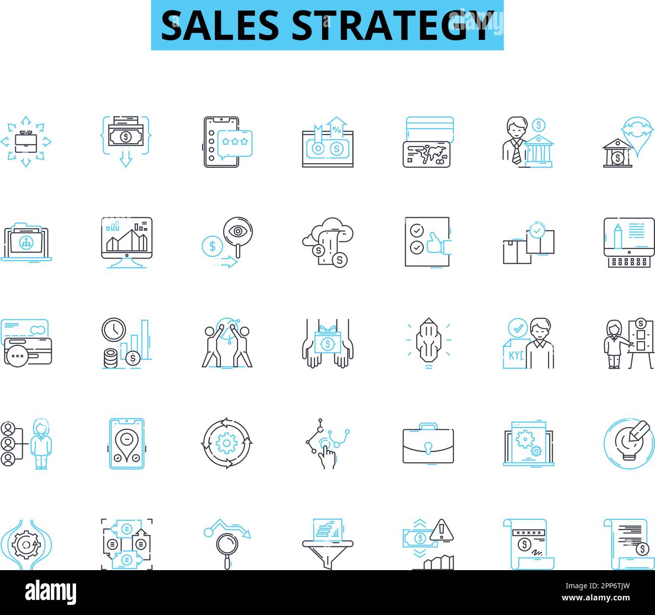 Sales Strategy Linear Icons Set Conversion Prospecting Pipeline