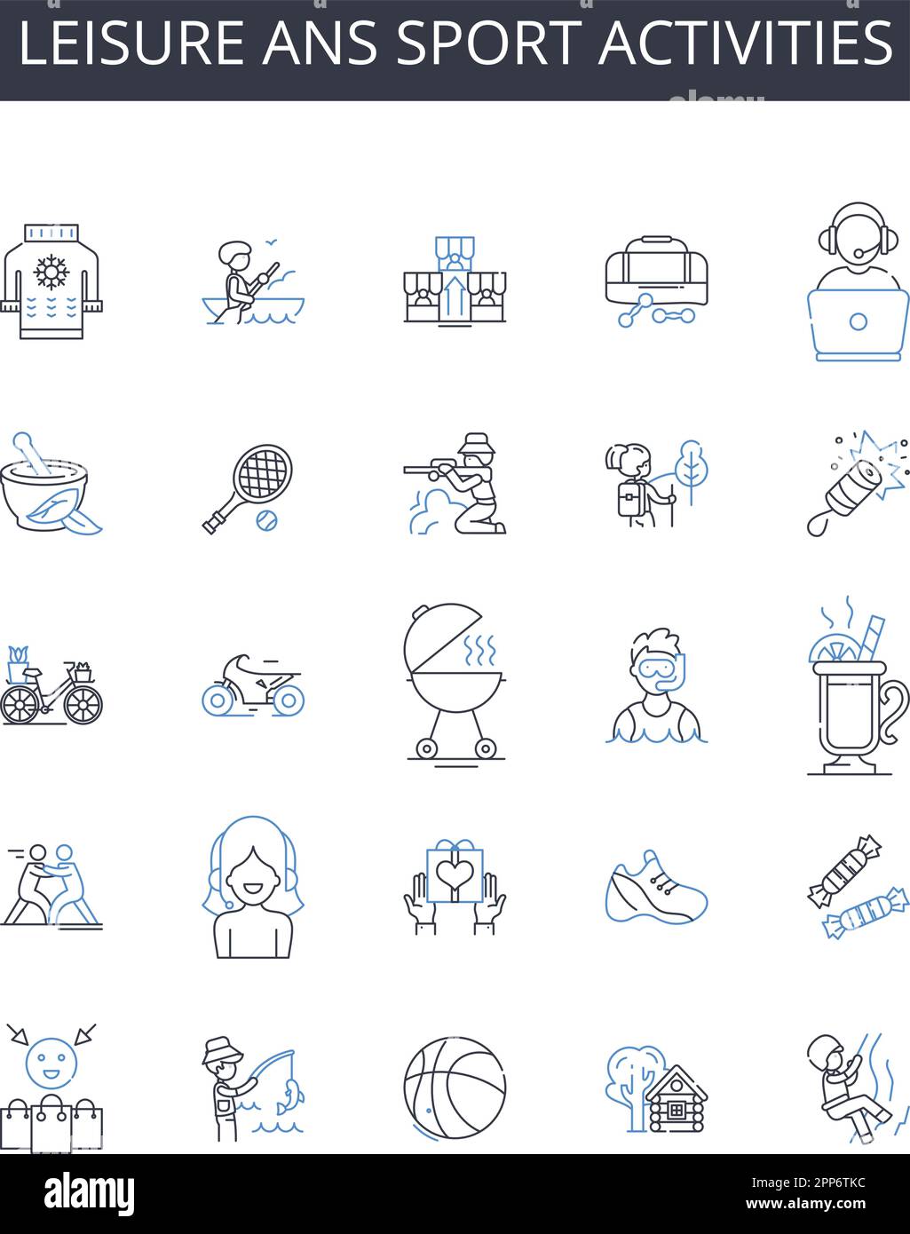 Leisure ans sport activities line icons collection. Recreation ...