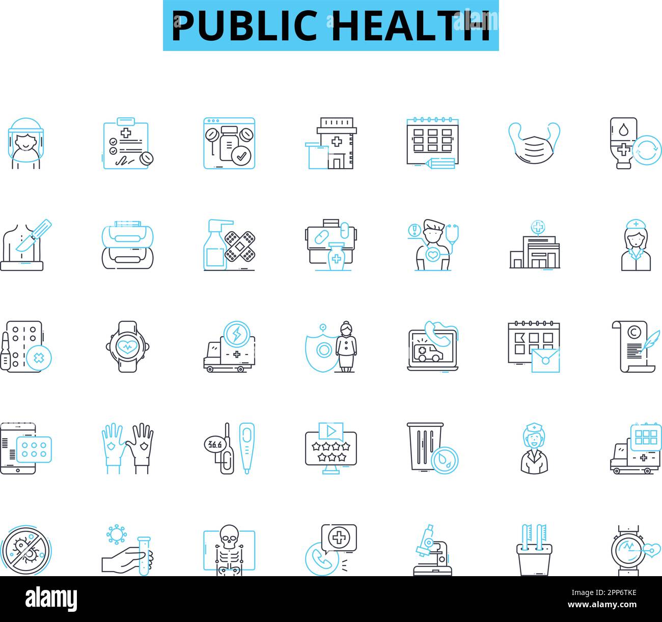 Public health linear icons set. Epidemiology, Outbreaks, Vaccinations ...