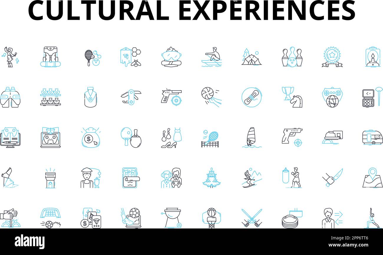 Cultural experiences linear icons set. Diversity, Immersion, Tradition ...