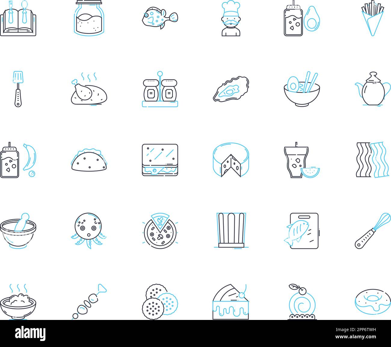 Tableware Linear Icons Set Plate Bowl Glass Mug Spoon Fork Knife Line Vector And Concept