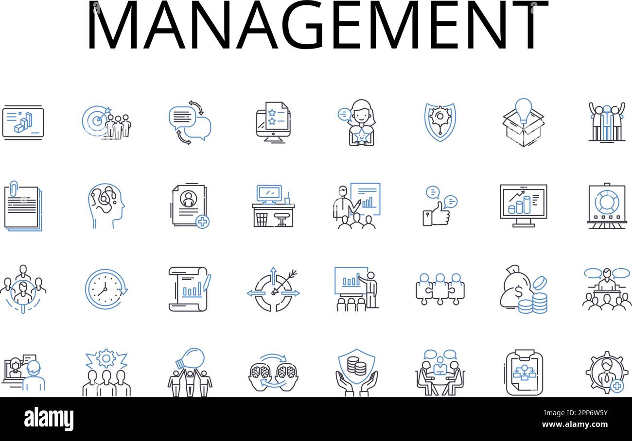 Management Line Icons Collection Administration Control Supervision Governance Direction