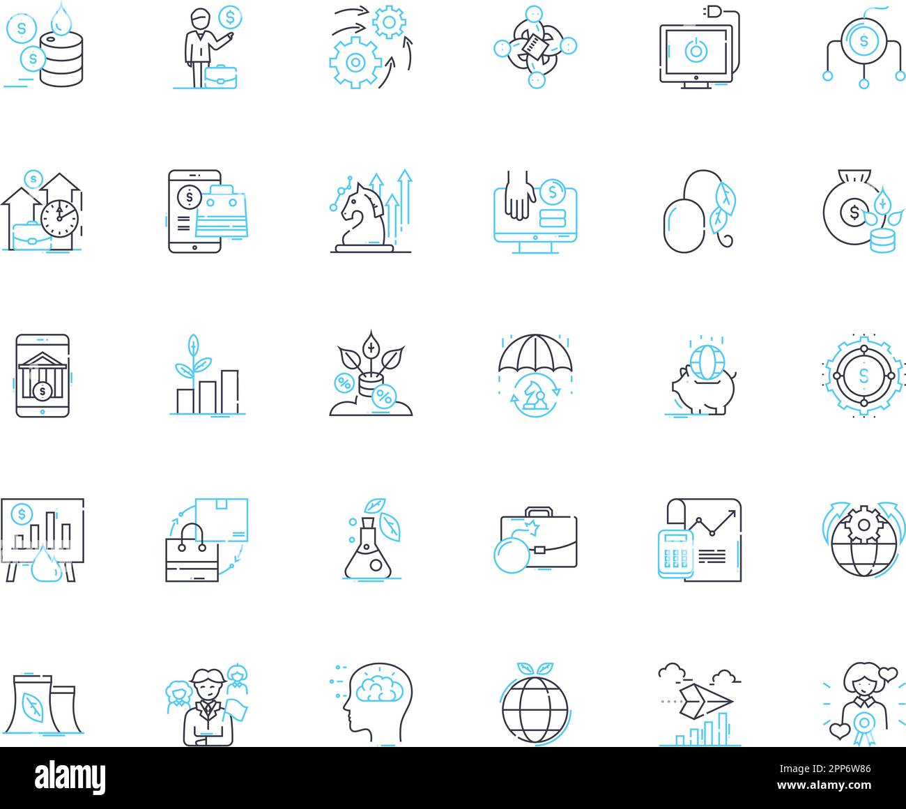 Natural environment linear icons set. Forest, Ocean, Mountain, River ...