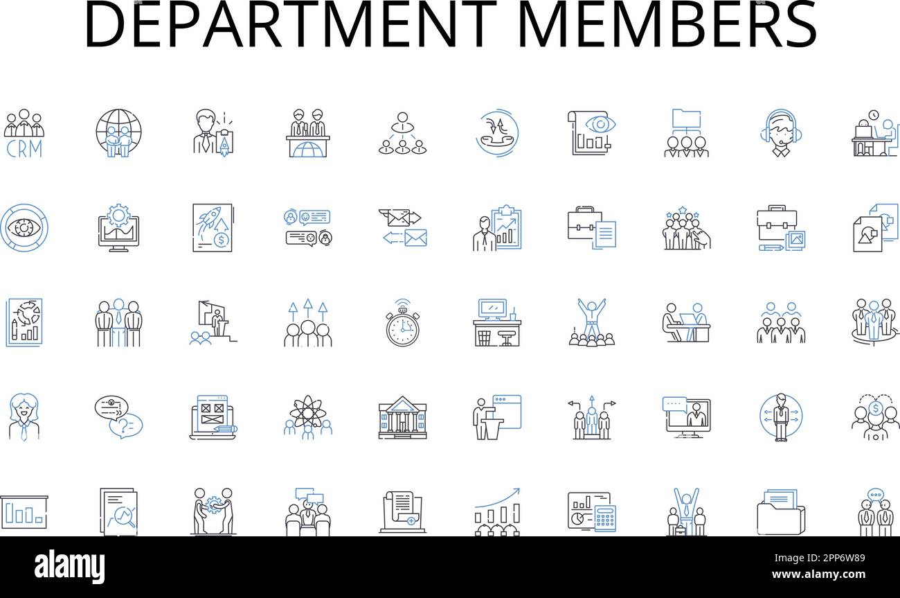 Department members line icons collection. Rejection, Prospects, Sales ...