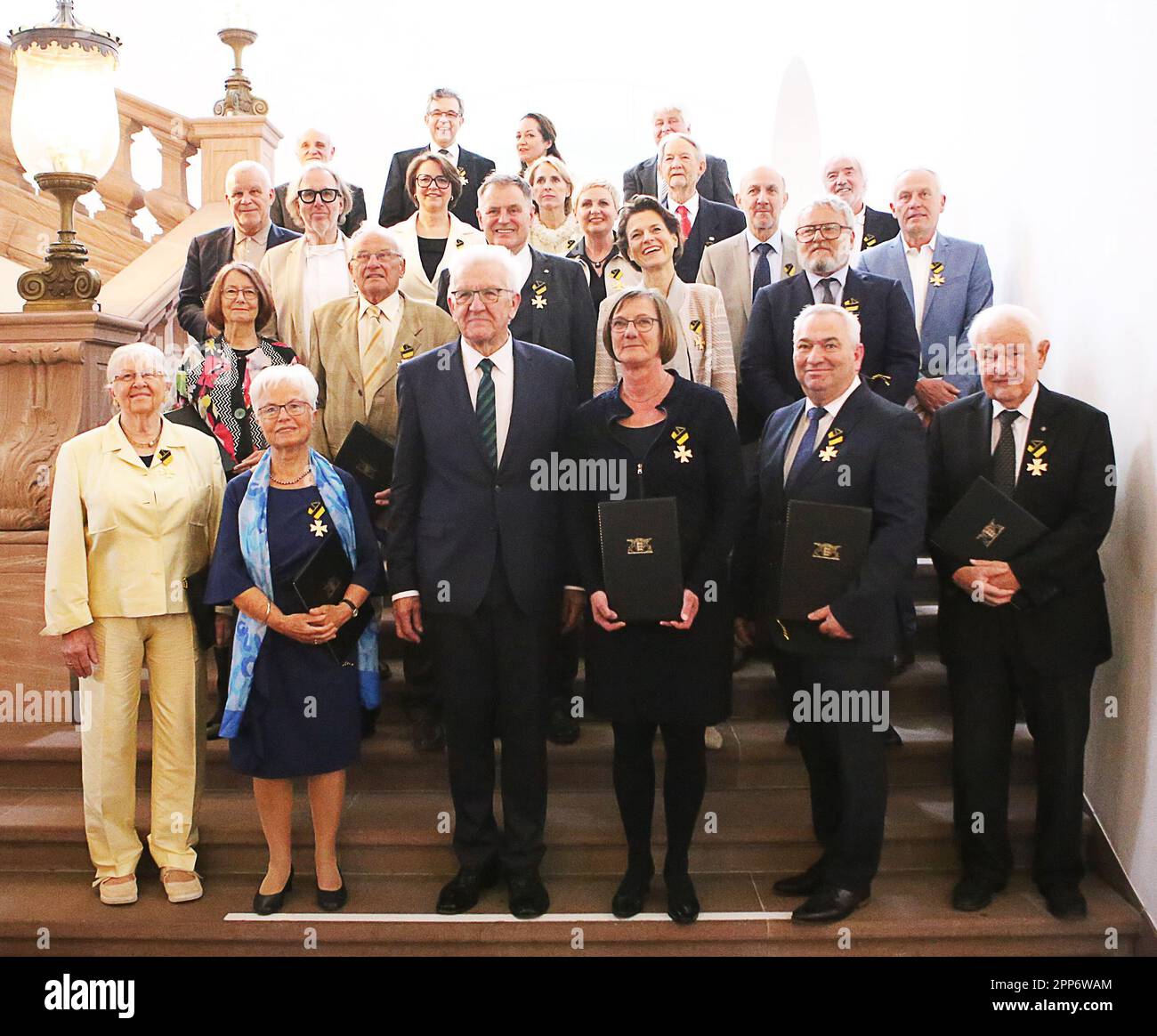 Mannheim, Germany. 22nd Apr, 2023. Winfried Kretschmann (front row, 3rd ...